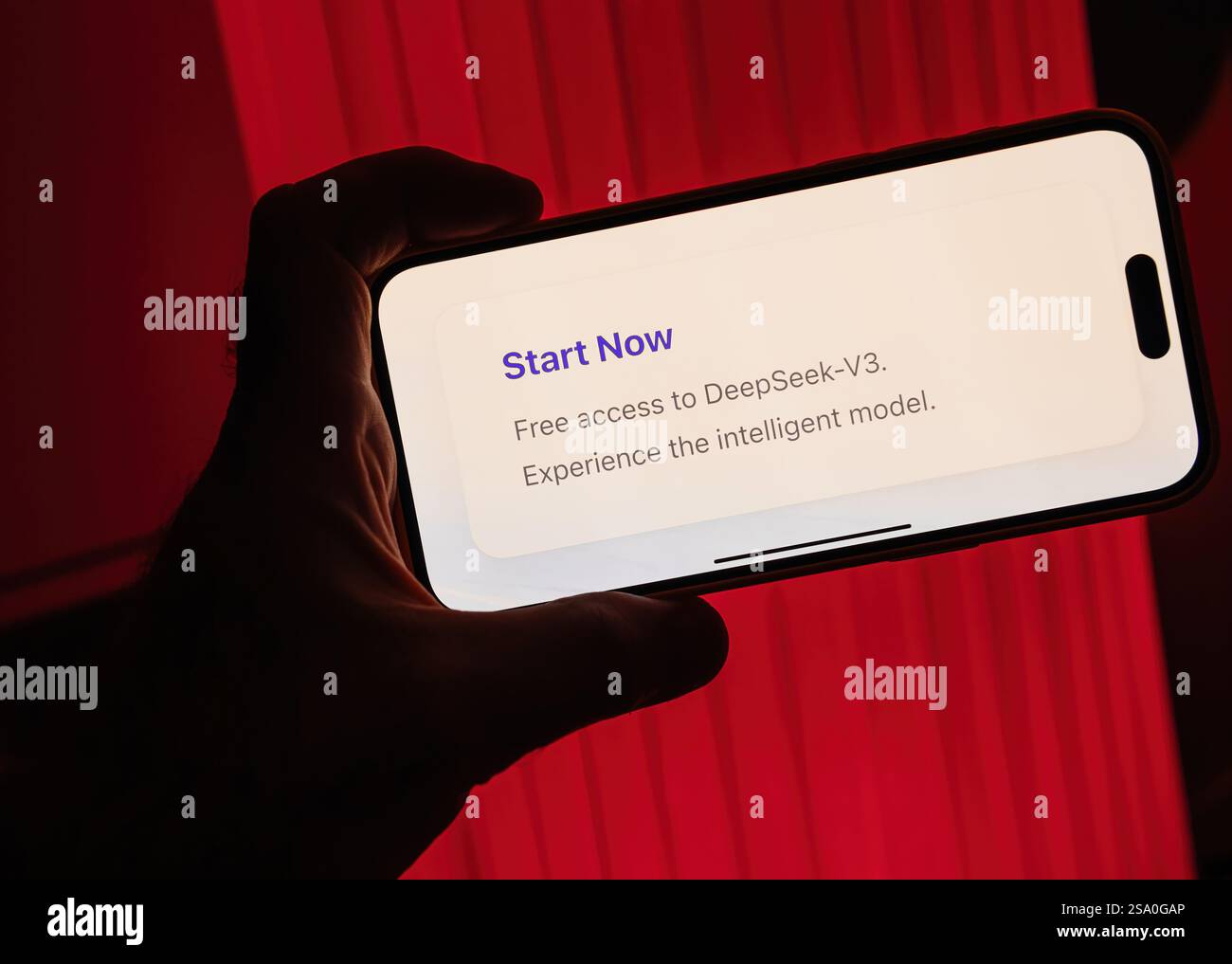 Paris, France - Jan 28, 2025: Smartphone displaying the DeepSeek-V3 ...