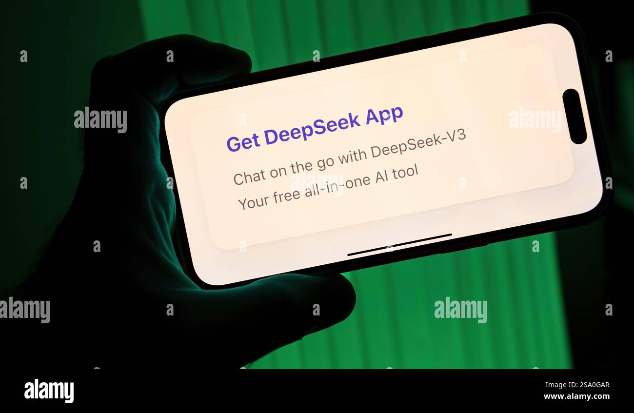 Paris, France - Jan 28, 2025: Access DeepSeek-V3 for on-the-go chatting ...