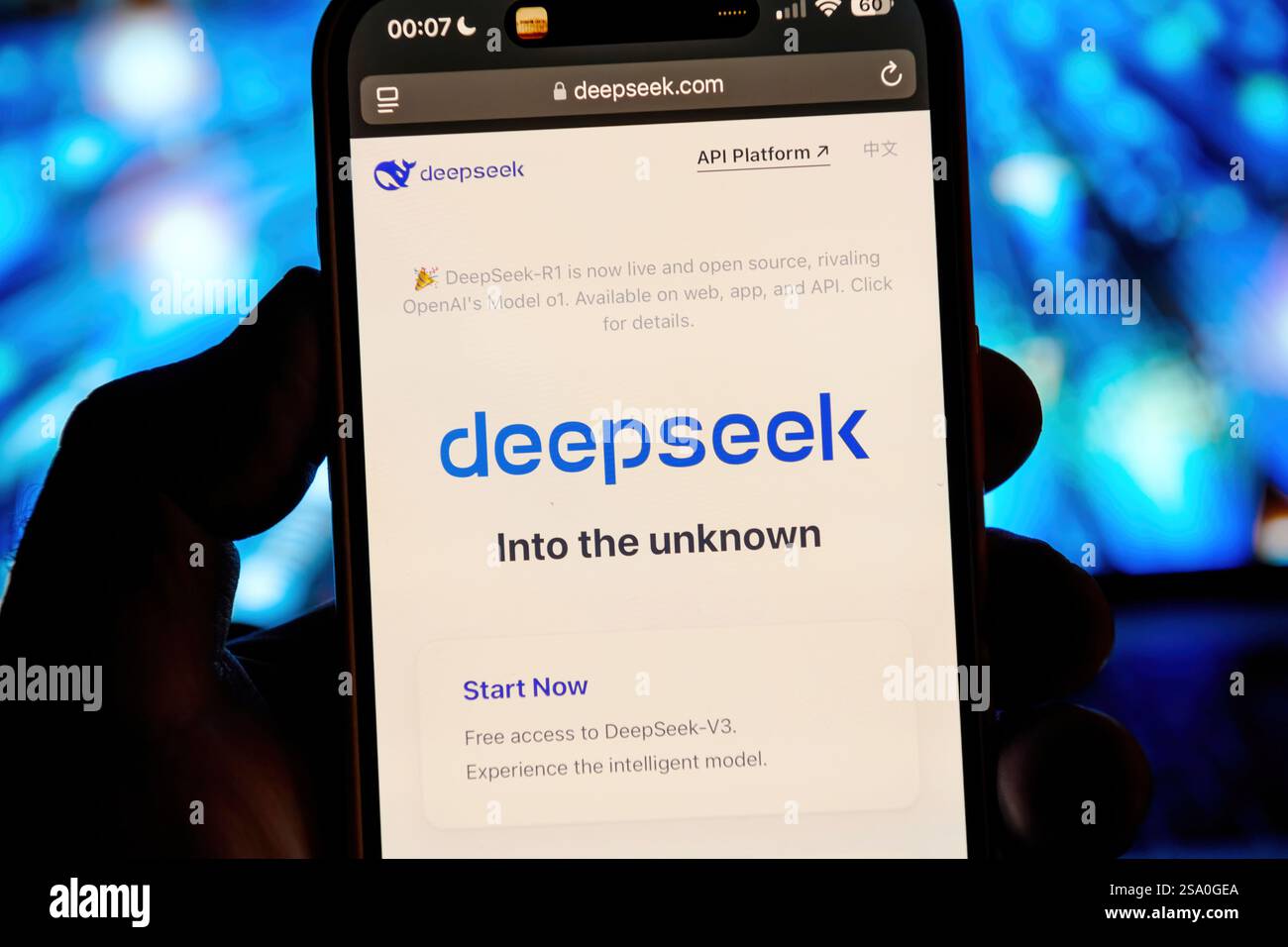 Paris, France - Jan 28, 2025: DeepSeek webpage on a smartphone ...