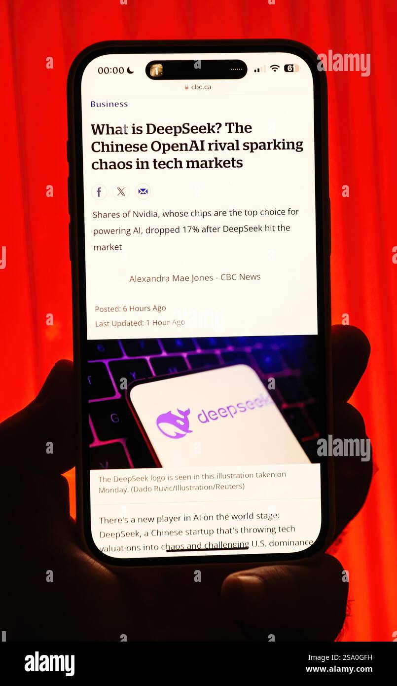 Paris, France - Jan 28, 2025: Chinese AI startup DeepSeek challenges US ...
