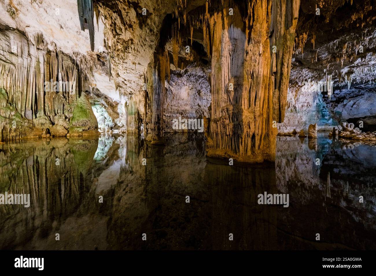 Stalactites and stalamites inside the Neptune s Grotto, Grotta di ...