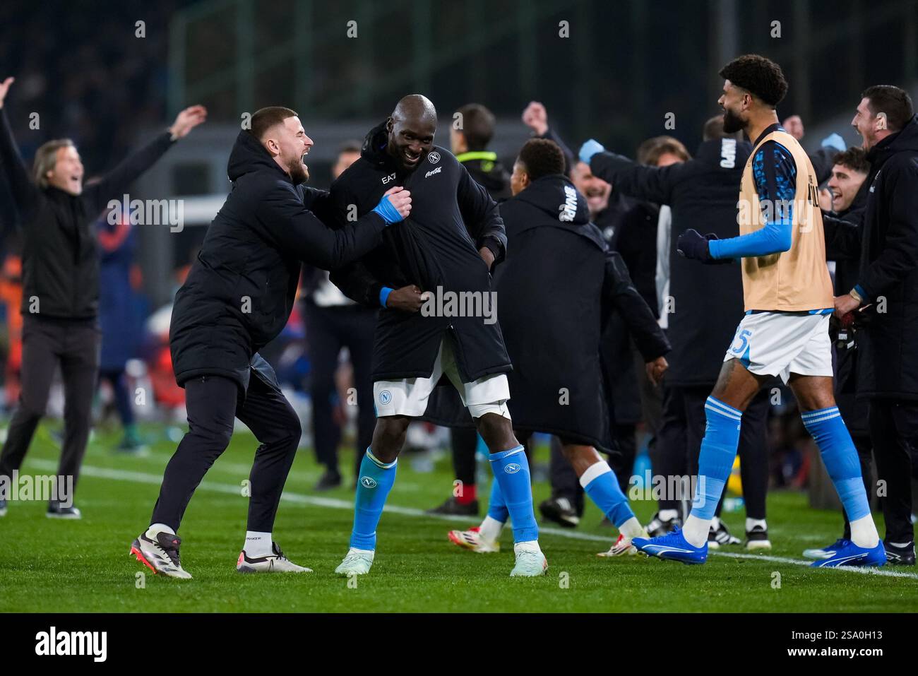 Naples, Italy. 25th Jan, 2025. Romelu Lukaku of SSC Napoli celebrates ...
