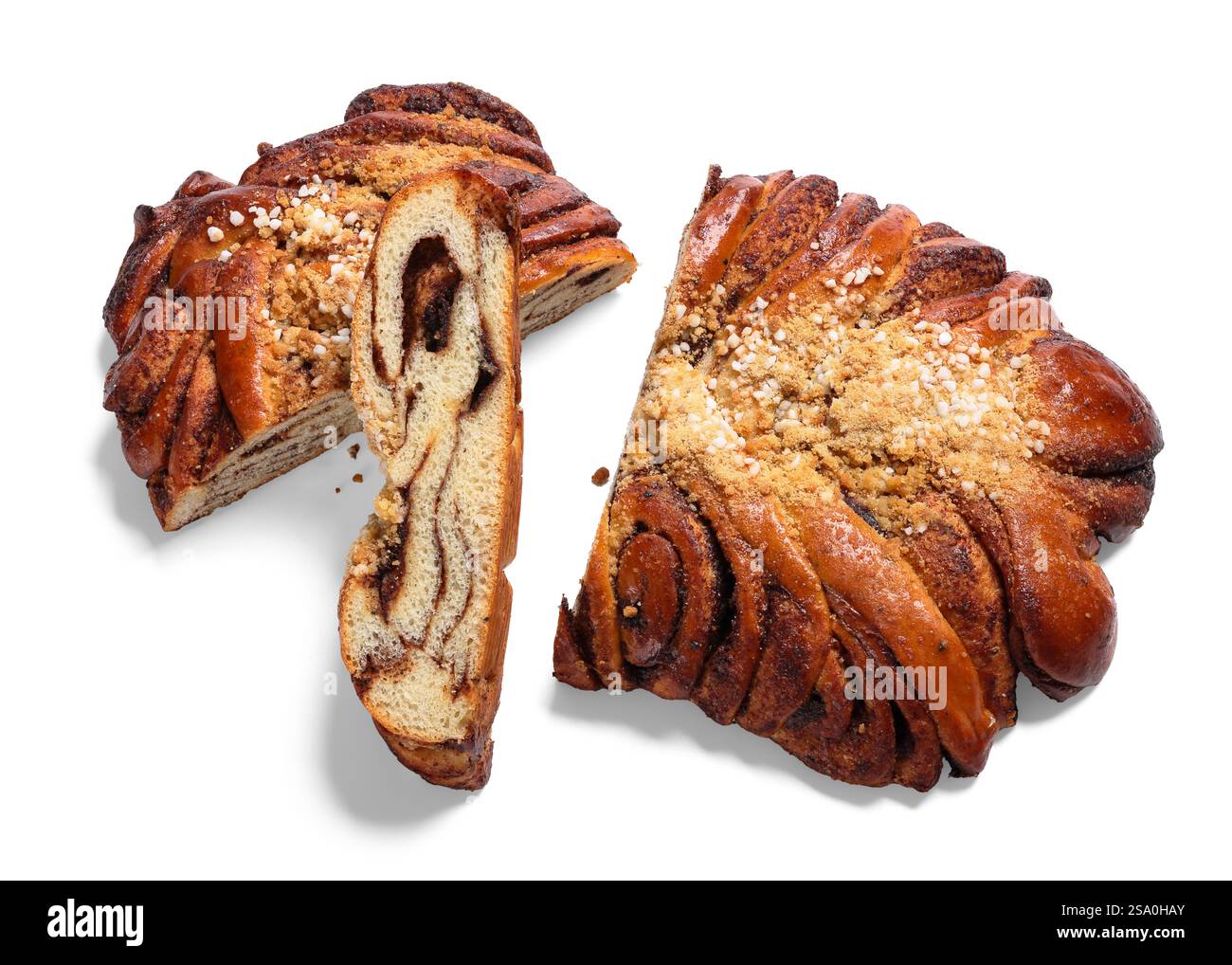 Sliced Cinnamon Braided Bread topped with pearl sugar, kaneli ...