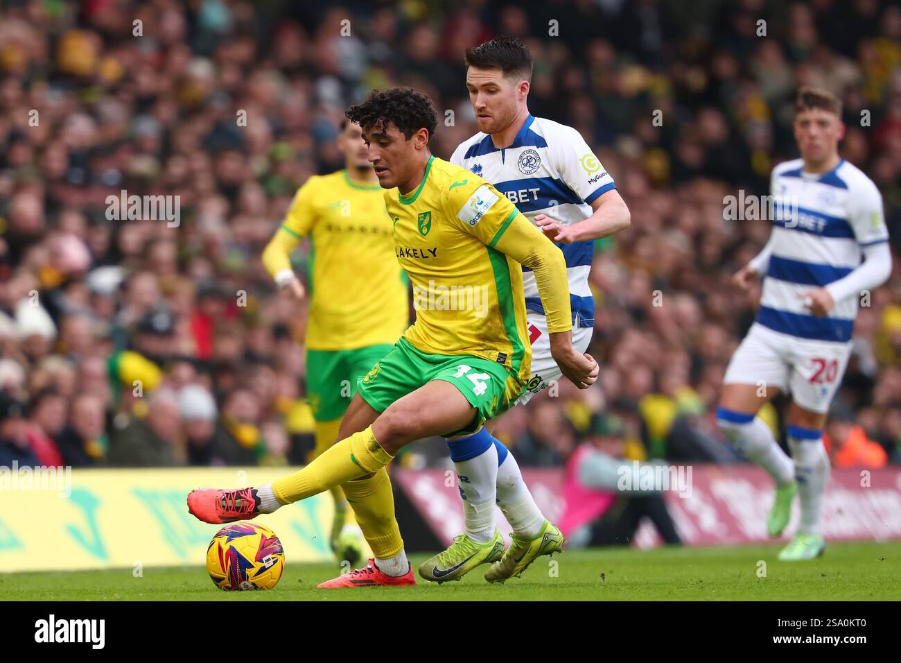 Ben Chrisene of Norwich City and Paul Smyth of Queens Park Rangers ...