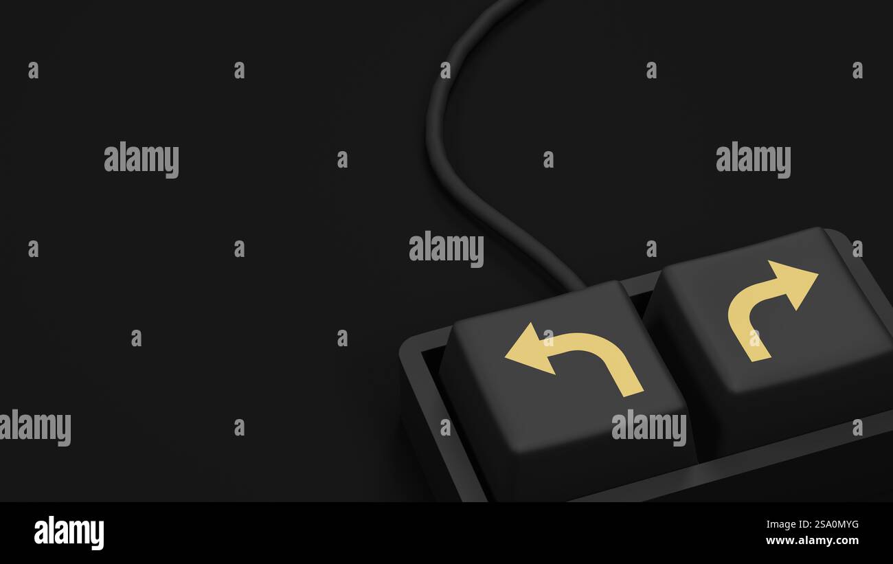 Choice concept. Keyboard with two keys - right and left arrow. Choosing ...