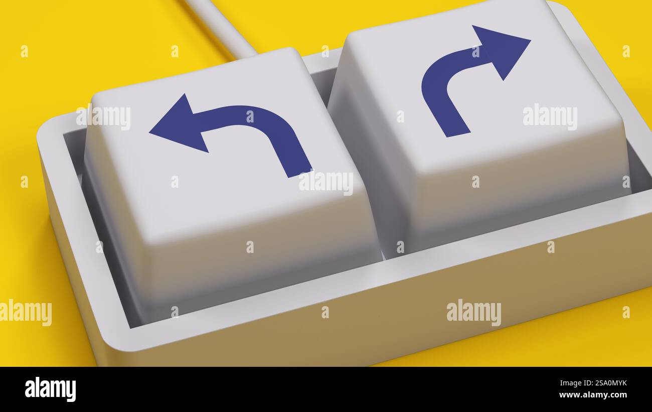 Choice concept. Keyboard with two keys - right and left arrow. Choosing ...