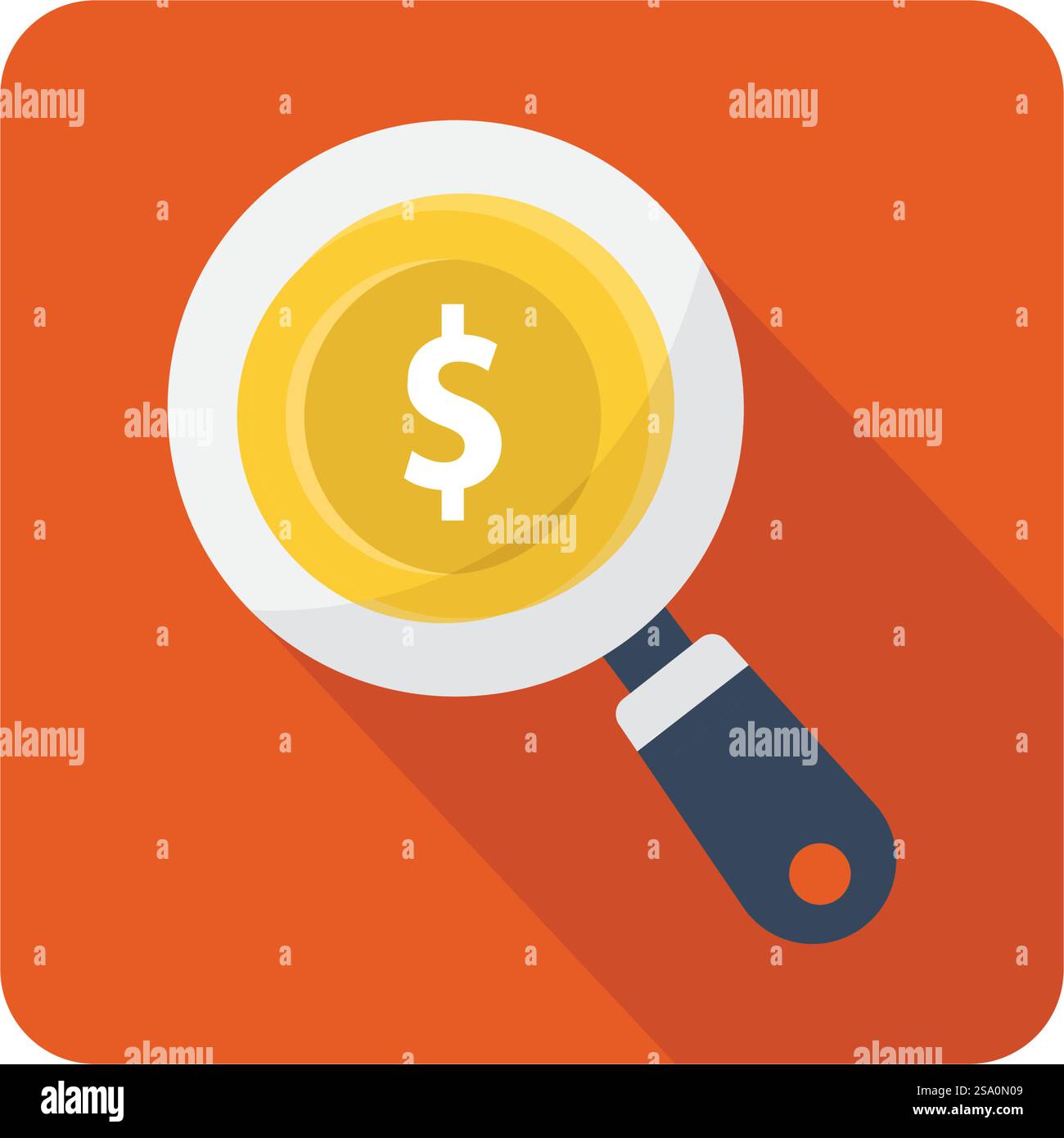 Square image of magnifying glass on gold coin with dollar sign ideal ...