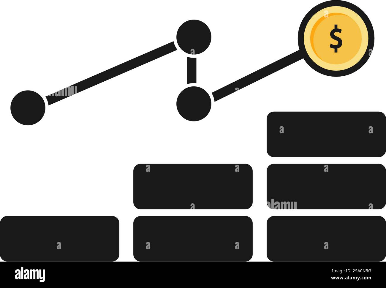 Money graph dollar sign rising above increasing bar graph Stock Vector ...