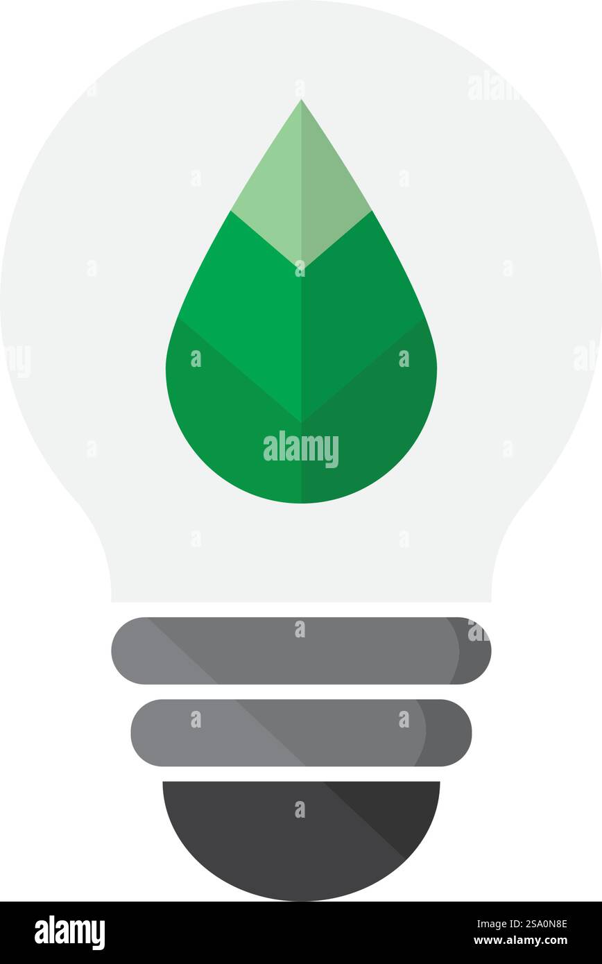 Green water drop inside light bulb, ecofriendly energy idea Stock ...