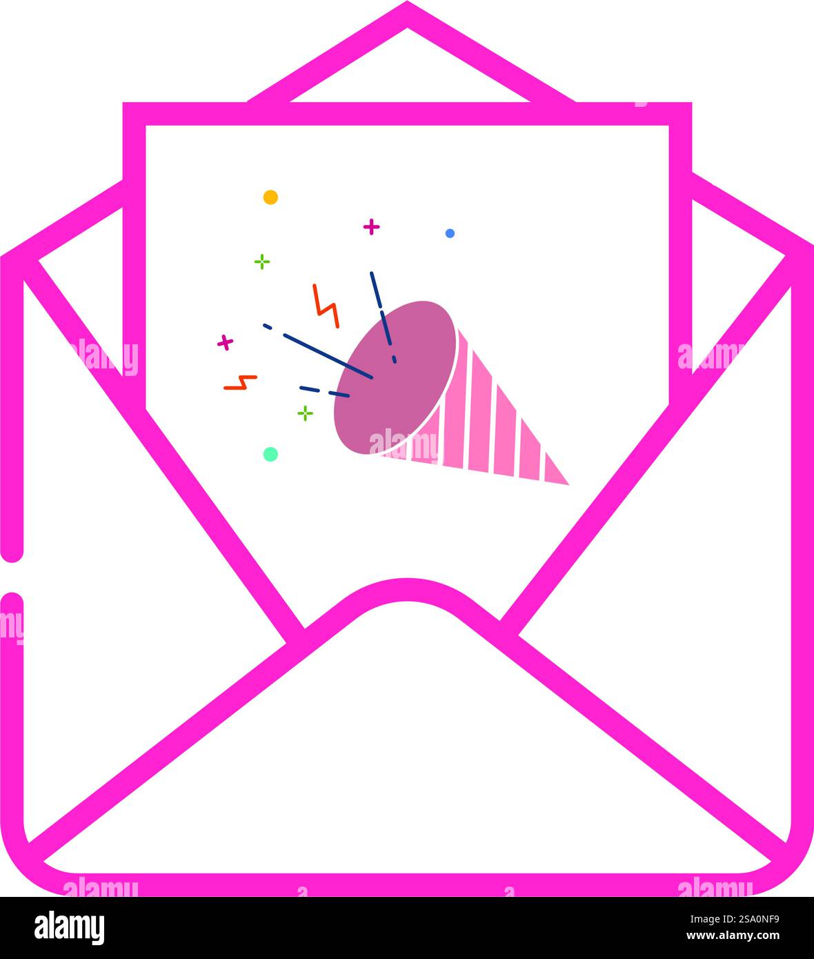 Pink envelope open with party popper is perfect for celebrations hi-res ...