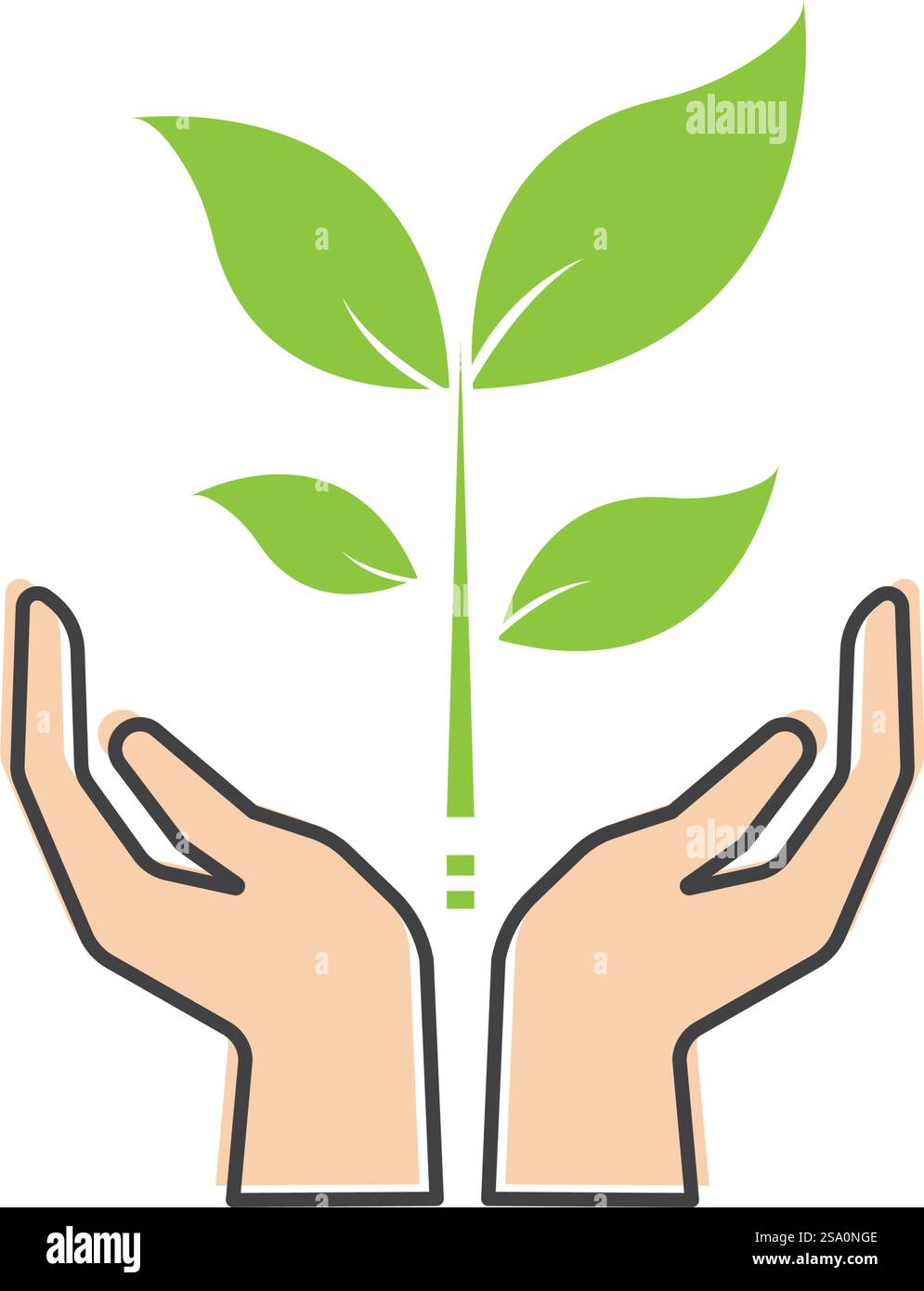Save nature ecology logo hand and leaf illustration Stock Vector Image ...