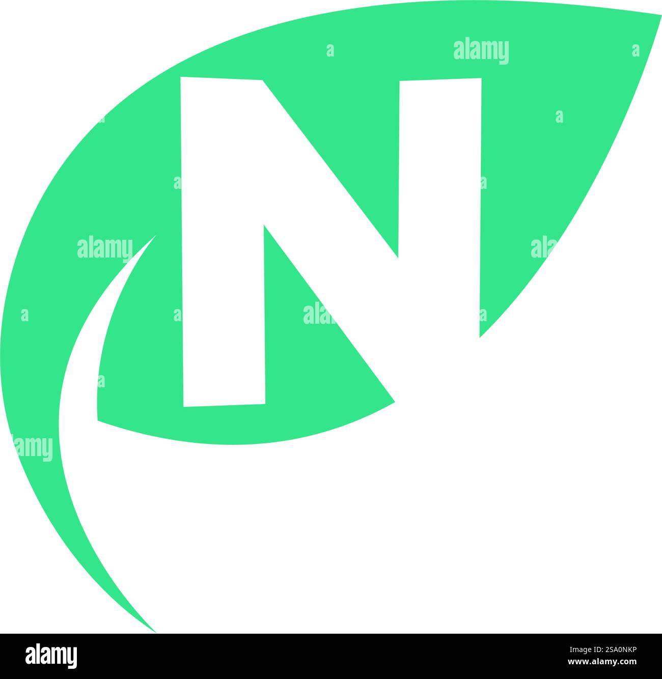 N Initial letter with green leaf logo vector flat design is a design ...