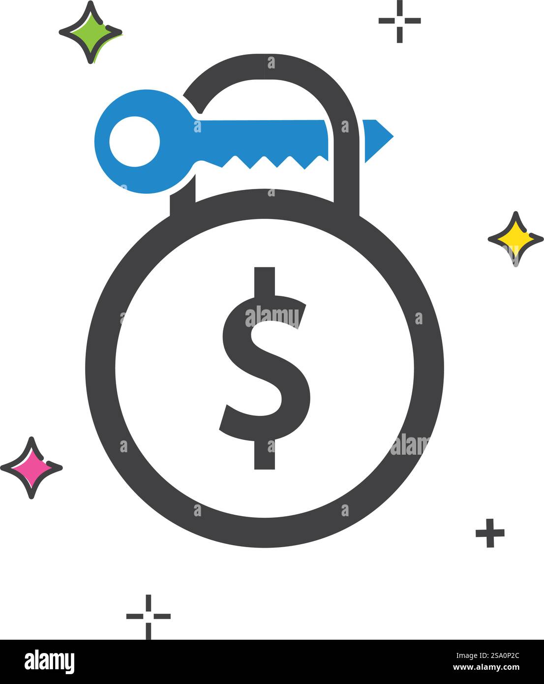Lock with dollar sign and blue key inside, perfect for finance concepts ...