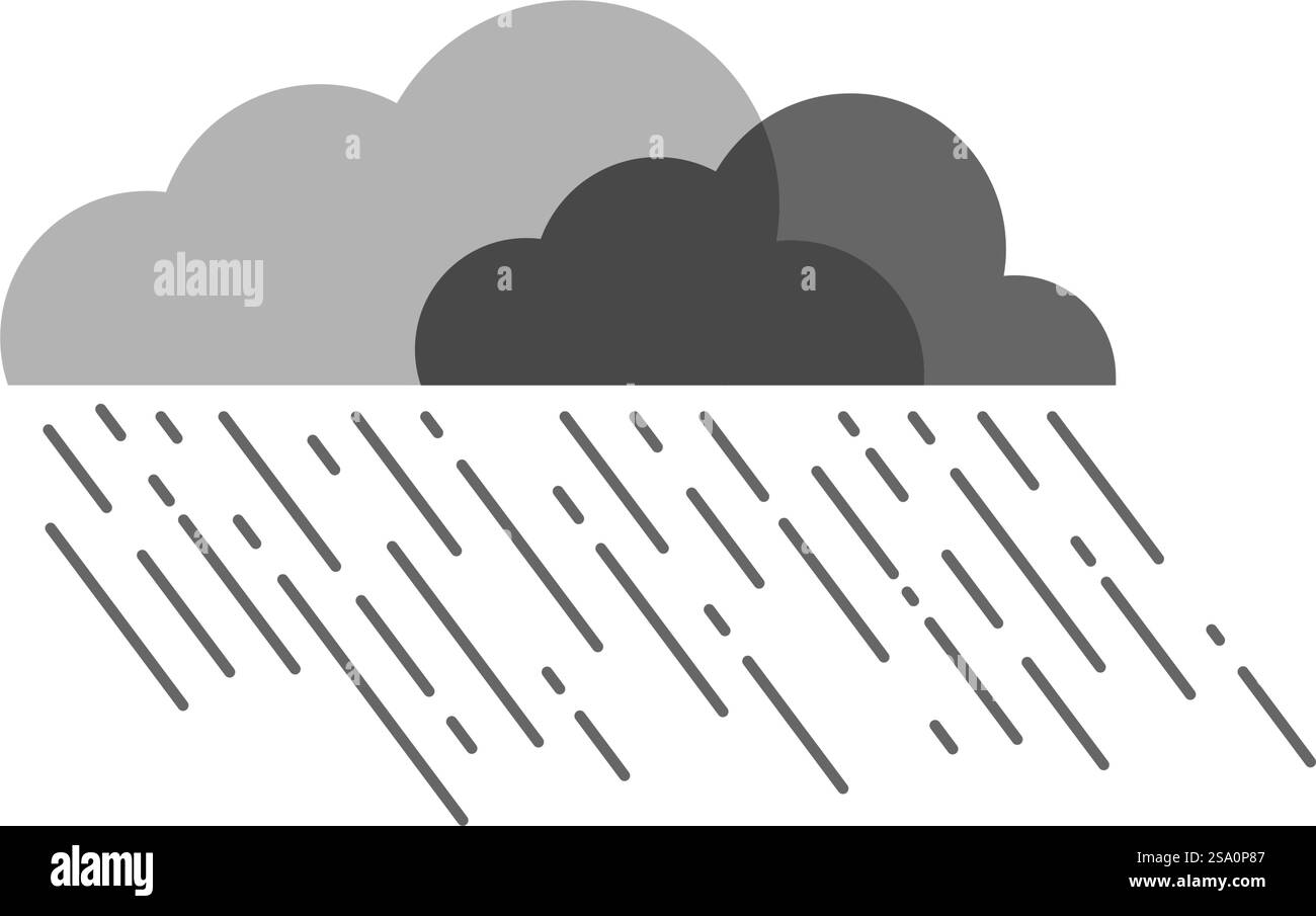 Rain thunderstorm icon flat Black and White Stock Photos & Images - Alamy