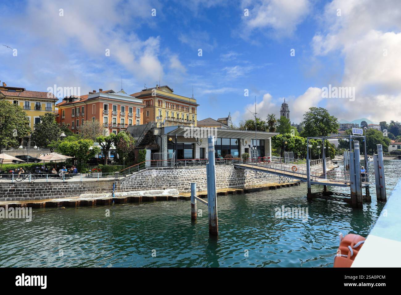 The landing stage, pier or ferry terminal at Pallanza, Lake Maggiore ...