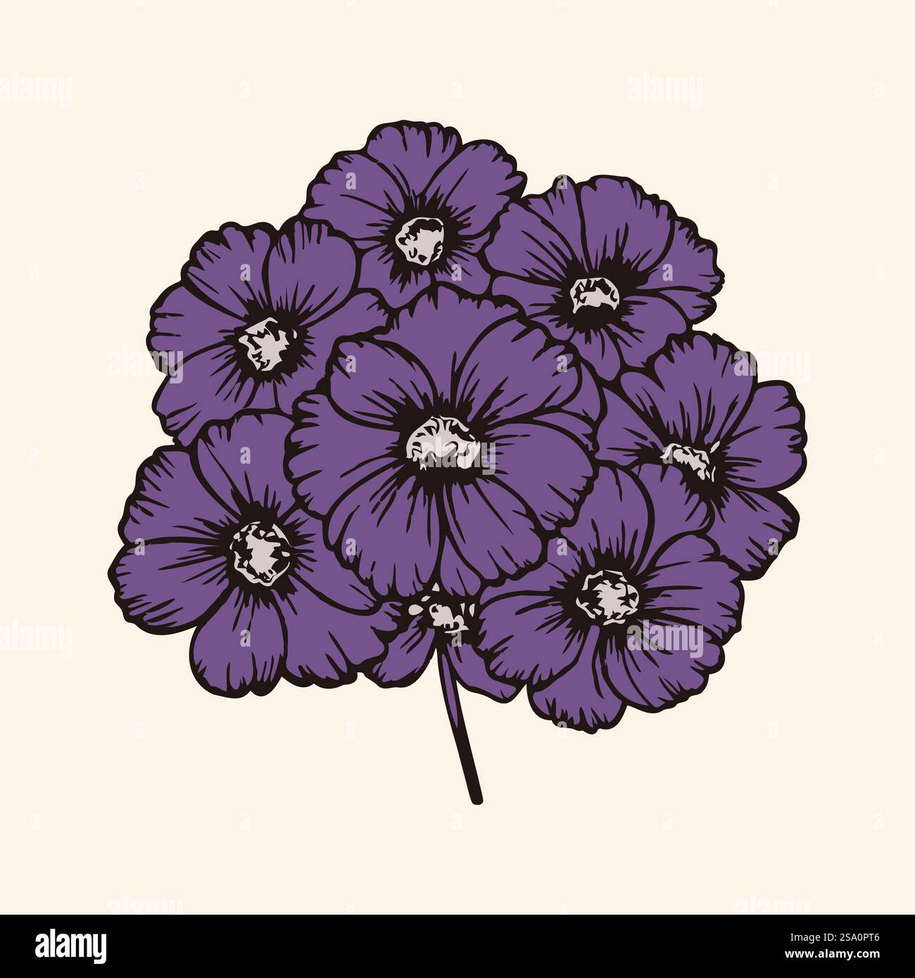 Violet flower sketch hi-res stock photography and images - Alamy