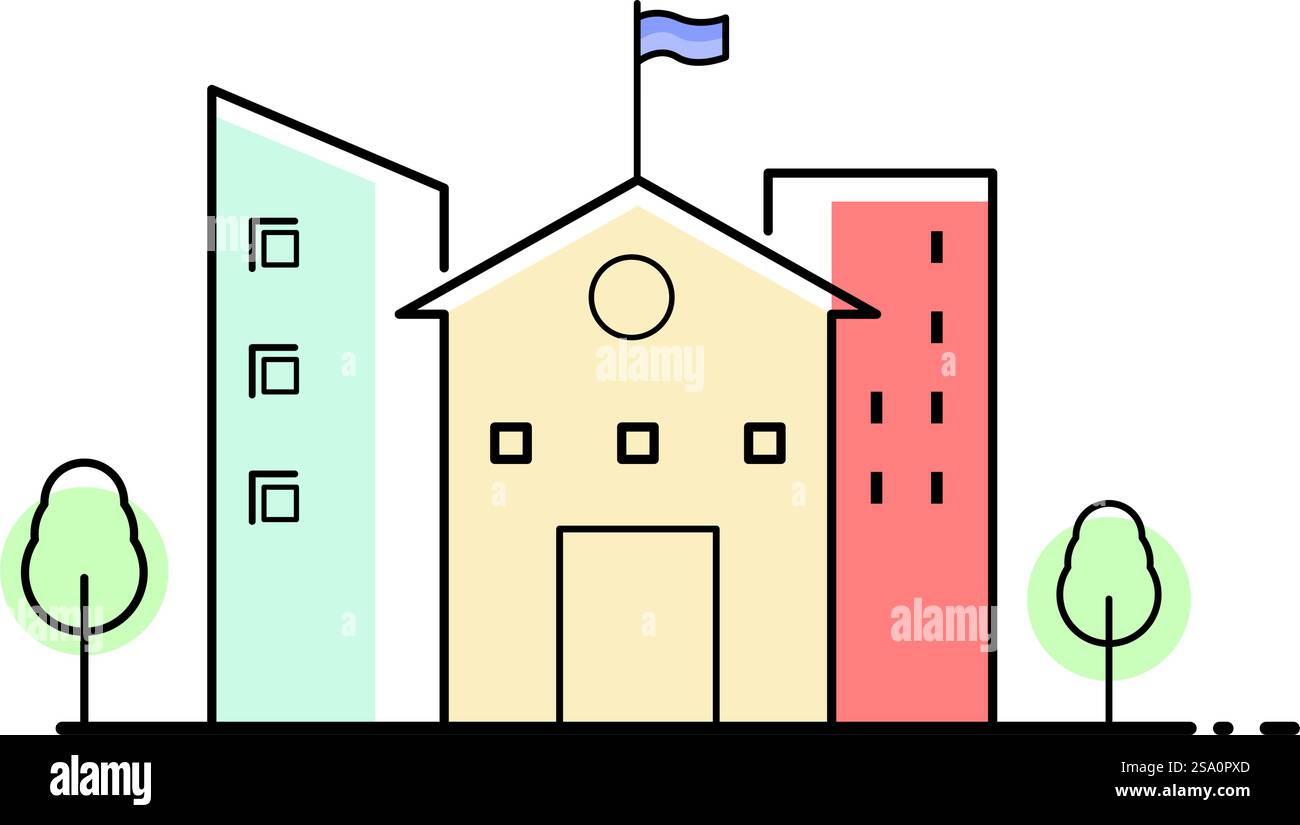 Flat post office building Stock Vector Images - Alamy