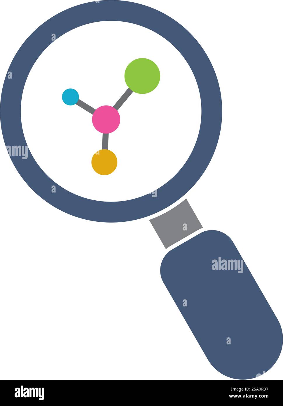 Magnifying glass with colorful connected circles for data analysis Stock Vector Image & Art - Alamy