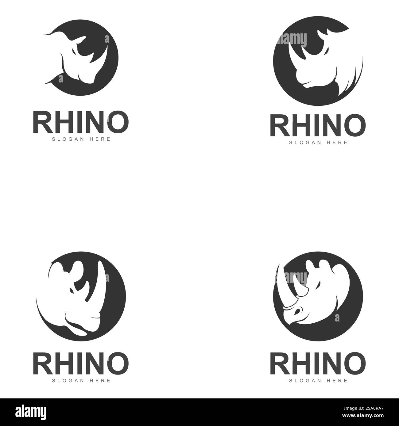 rhino head silhouette logo icon vector illustration template Stock ...