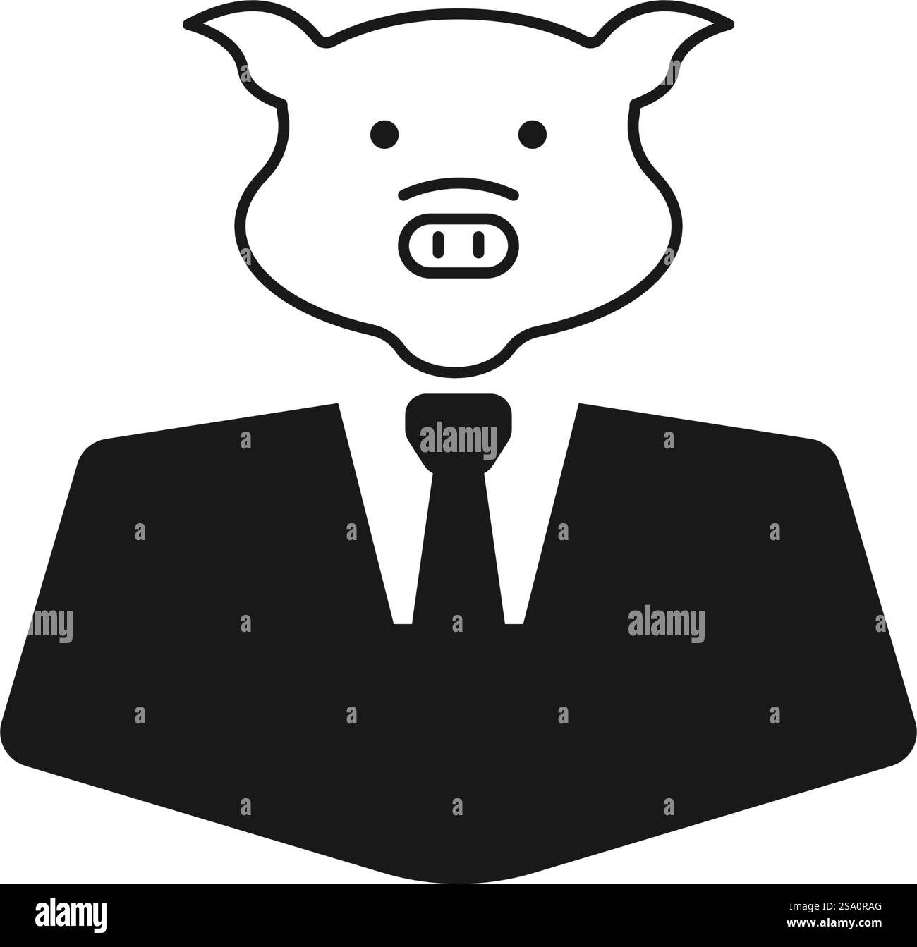 Pig head, businessman suit, tie, white background Stock Vector Image ...