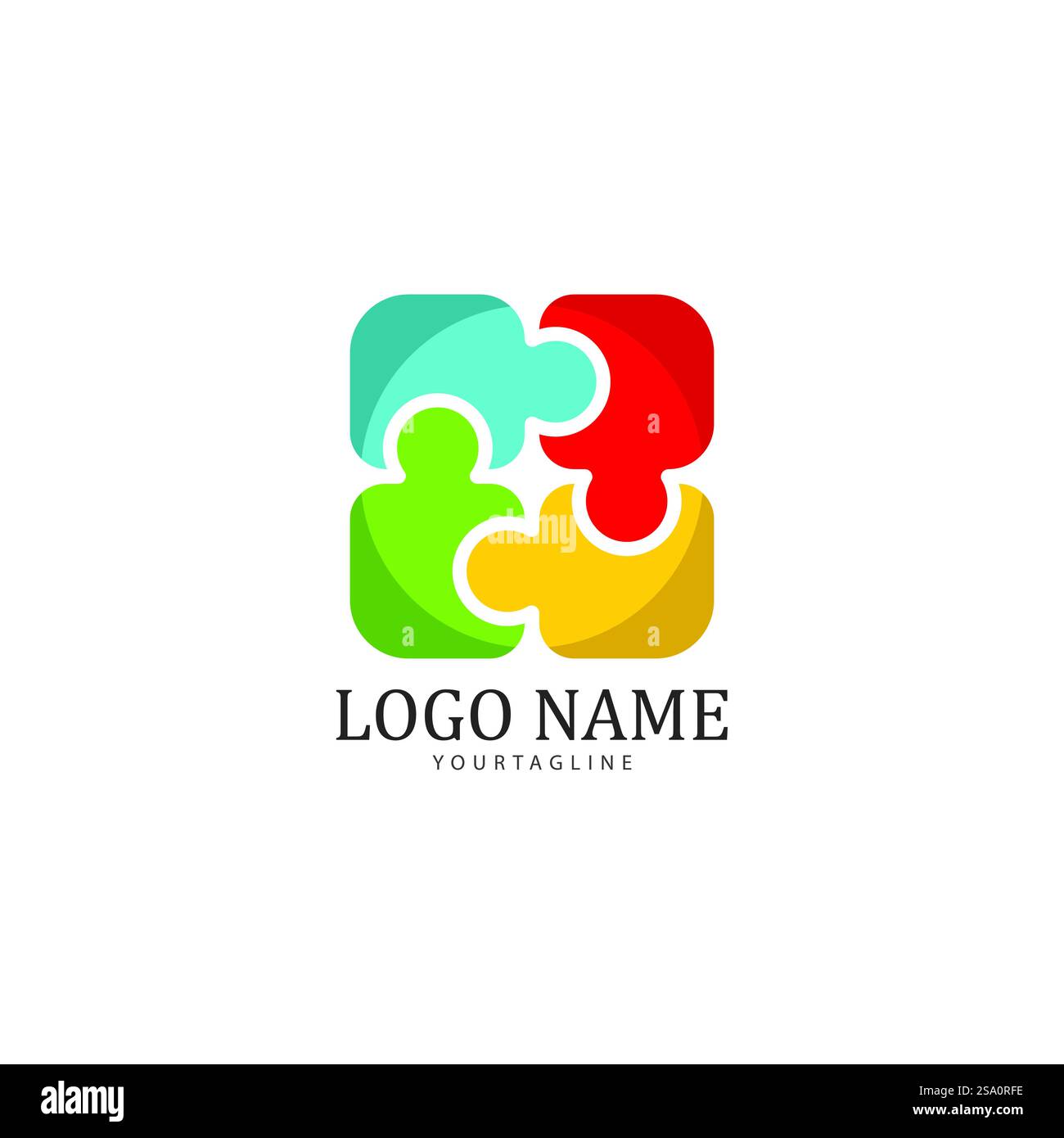 puzzle and community social network logo icon illustration vector Stock ...