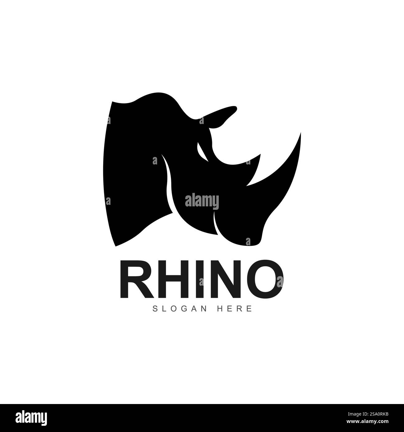 rhino head silhouette logo icon vector illustration template Stock ...