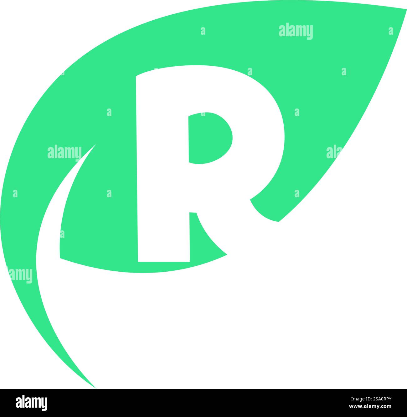 R Initial letter with green leaf logo vector flat design is a design ...