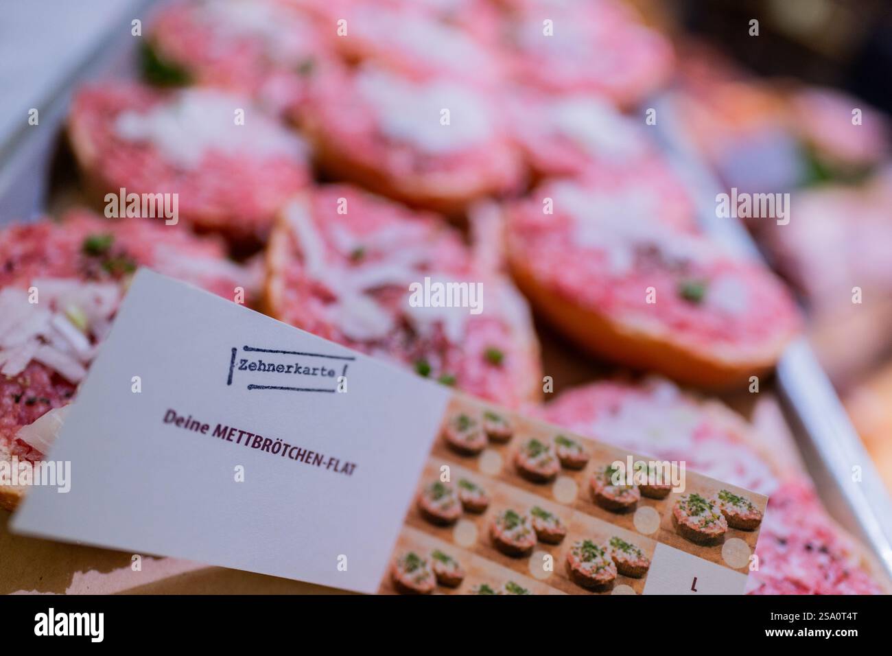 Cologne, Germany. 28th Jan, 2025. A ten-card for Mettbrötchen can be ...