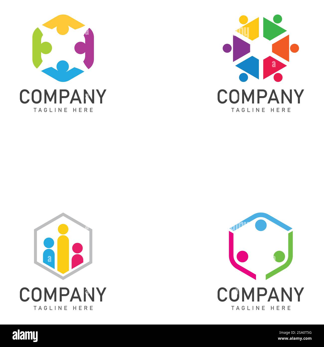 community logo design colorful with hexagon logo vector icon Stock ...