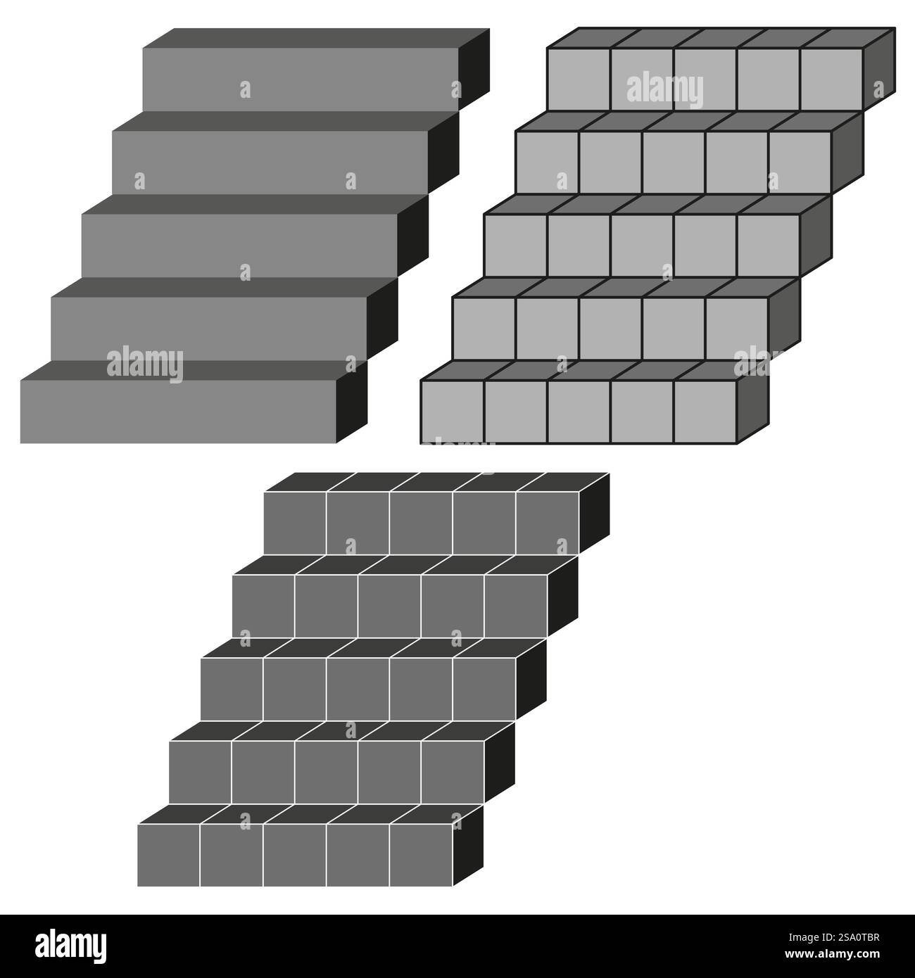 Isometric stair steps. Geometric block structure. 3D staircase shapes. Vector art Stock Vector ...