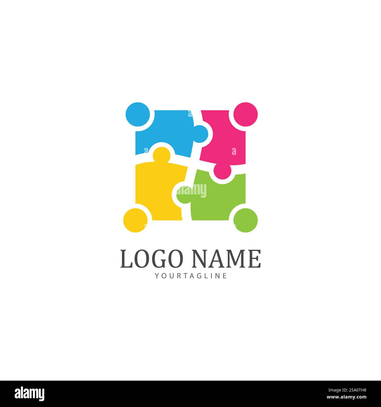puzzle and community social network logo icon illustration vector Stock ...