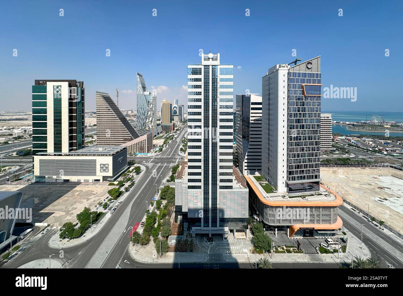 Aerial View of Modern Lusail Skyline. katara tower Lusail Marina Stock ...