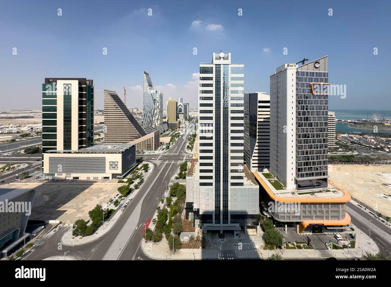 Aerial View of Modern Lusail Skyline. katara tower Lusail Marina Stock ...