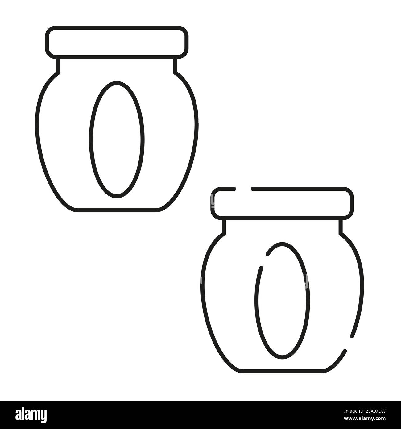 Jar icon set. Simple container outline. Black food storage. Vector ...
