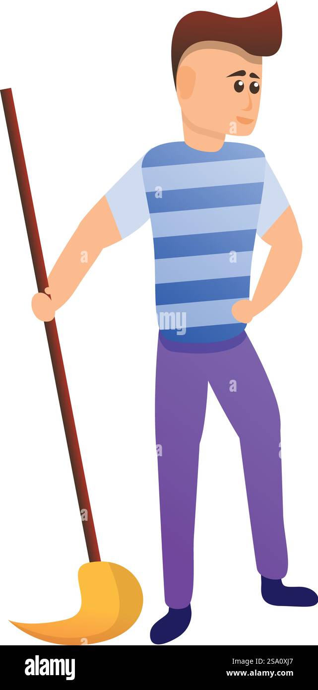 Young sailor with mop icon. Cartoon of young sailor with mop vector ...