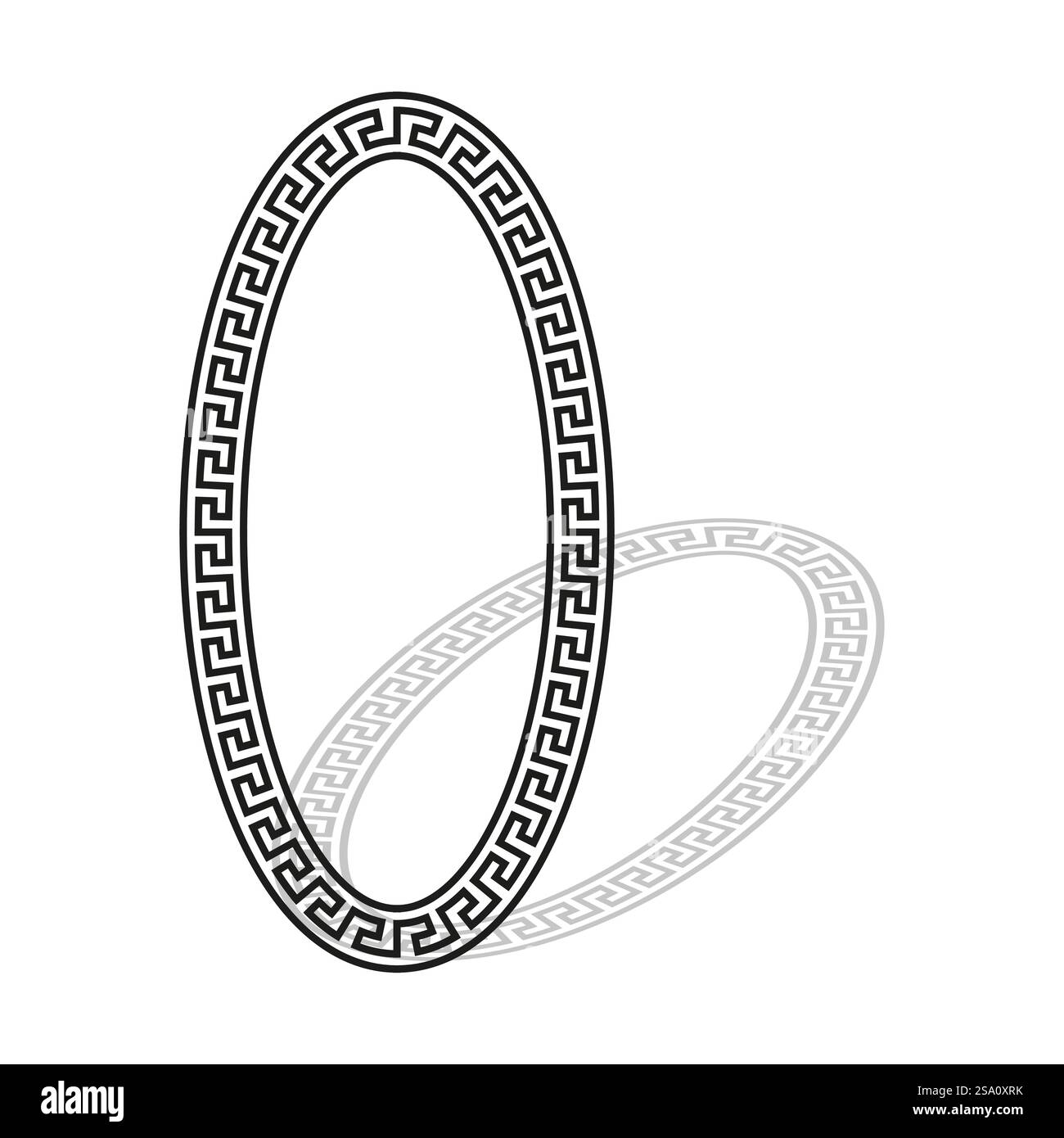Oval decorative frame. Greek key border. Classical ornament shape ...