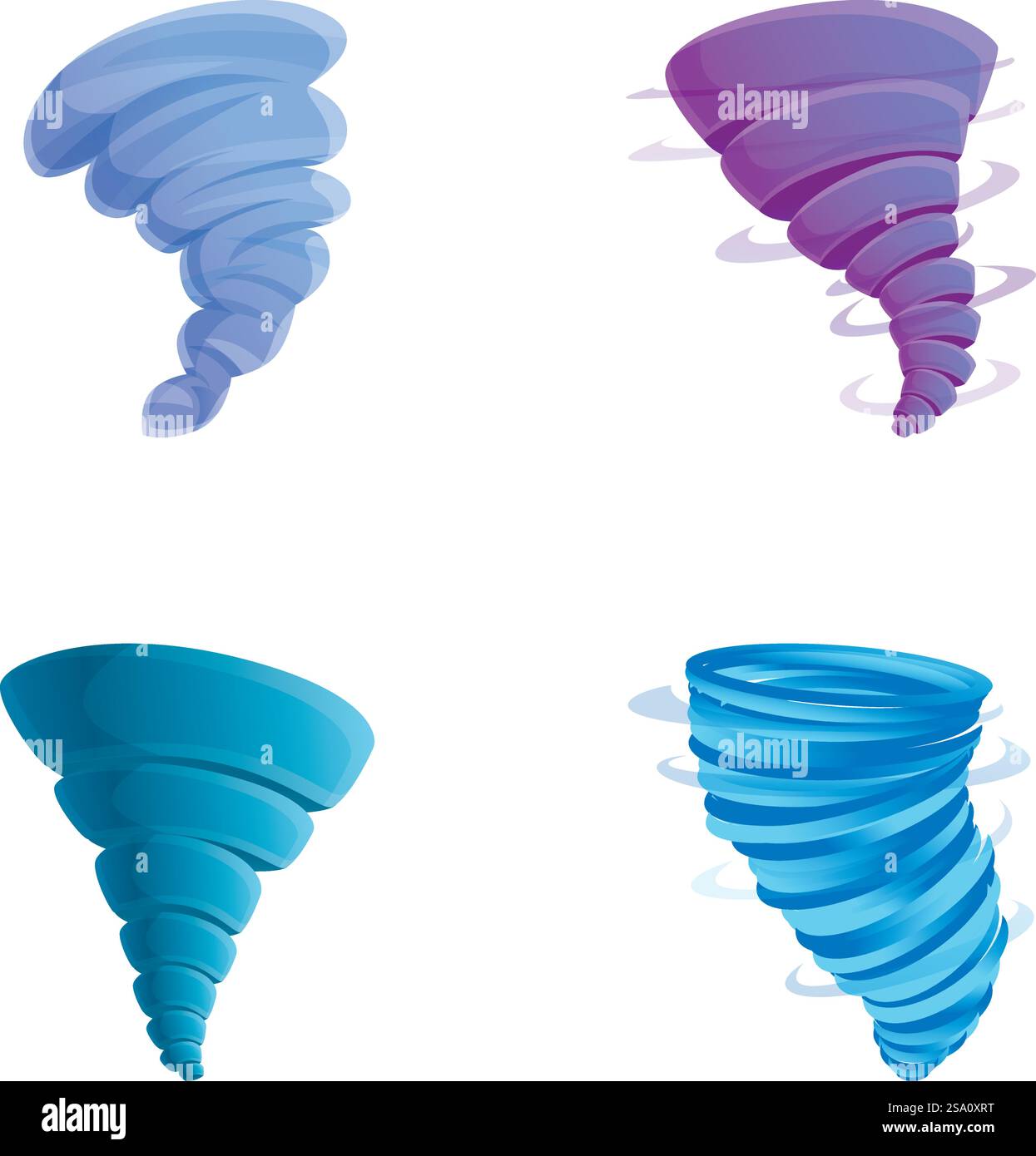 Twisting tornado icons set cartoon vector. Natural disaster, hurricane ...