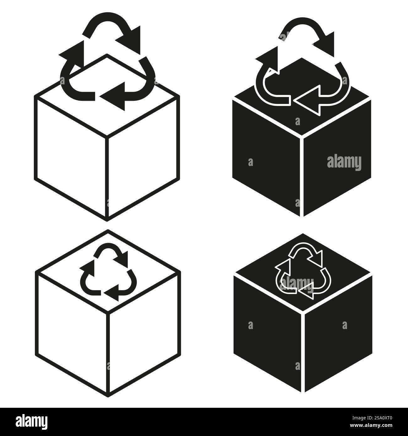Recycling box icon. Reuse arrows graphic. Environmental care symbol ...