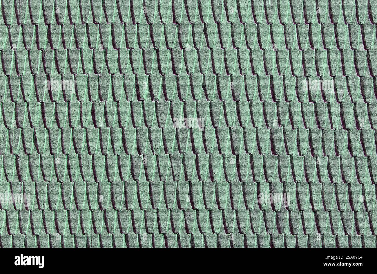 Repetitive pattern of green roof tiles displaying texture Stock Photo ...