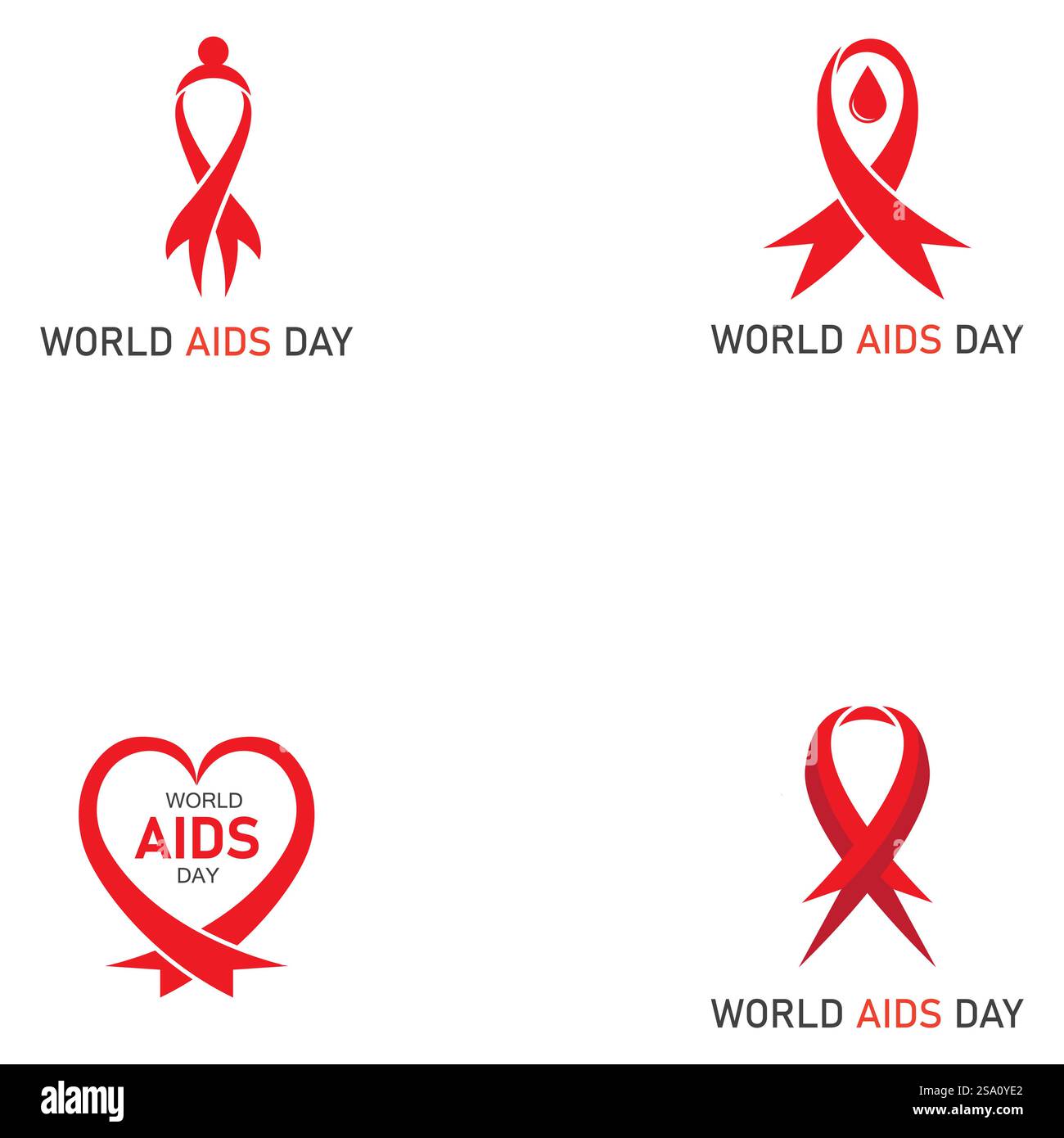 world aids day red ribbon logo vector illustration design icon Stock ...