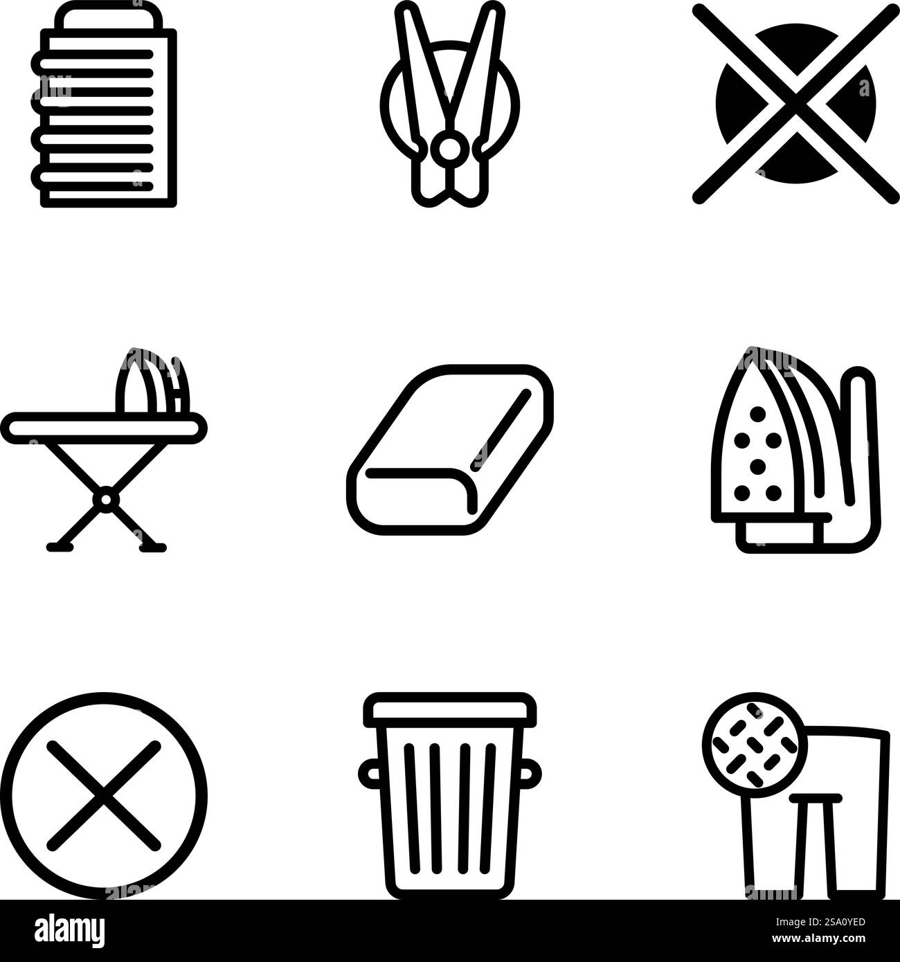 Home laundry icon set. Outline set of 9 home laundry vector icons for ...