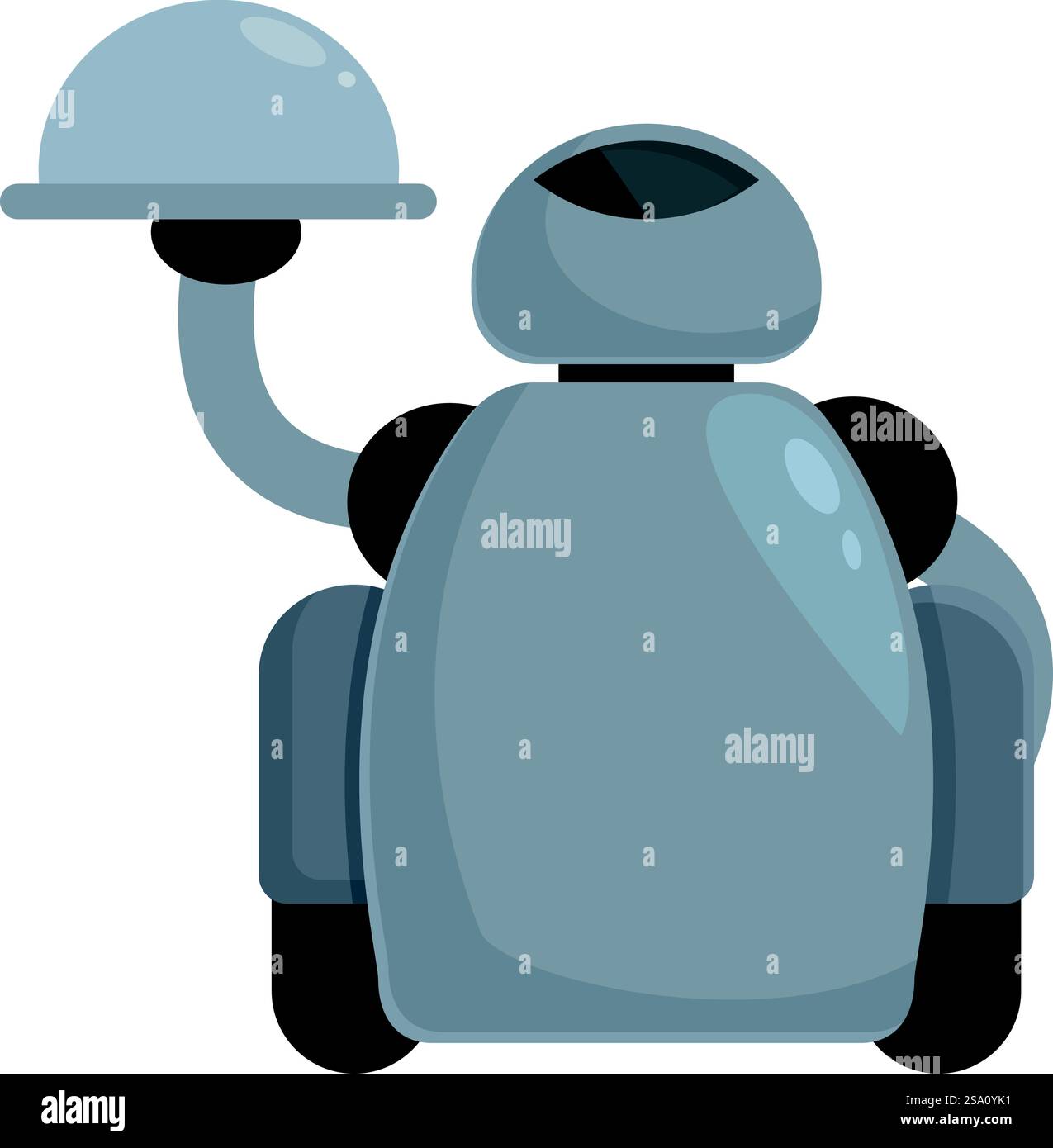Service robot waiter icon cartoon vector. Butler plate wine. Digital ...