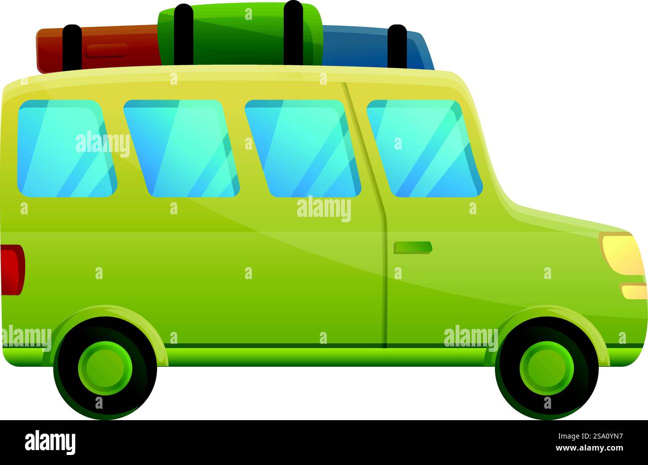 Green travel car icon. Cartoon of green travel car vector icon for web ...