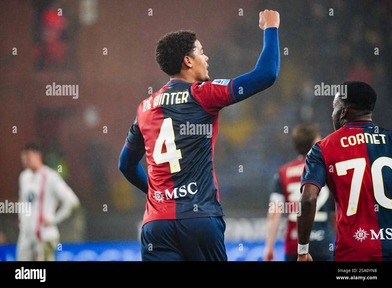Genova, Italy. 27 January 2025. Koni De Winter (Genoa CFC) celebrates ...