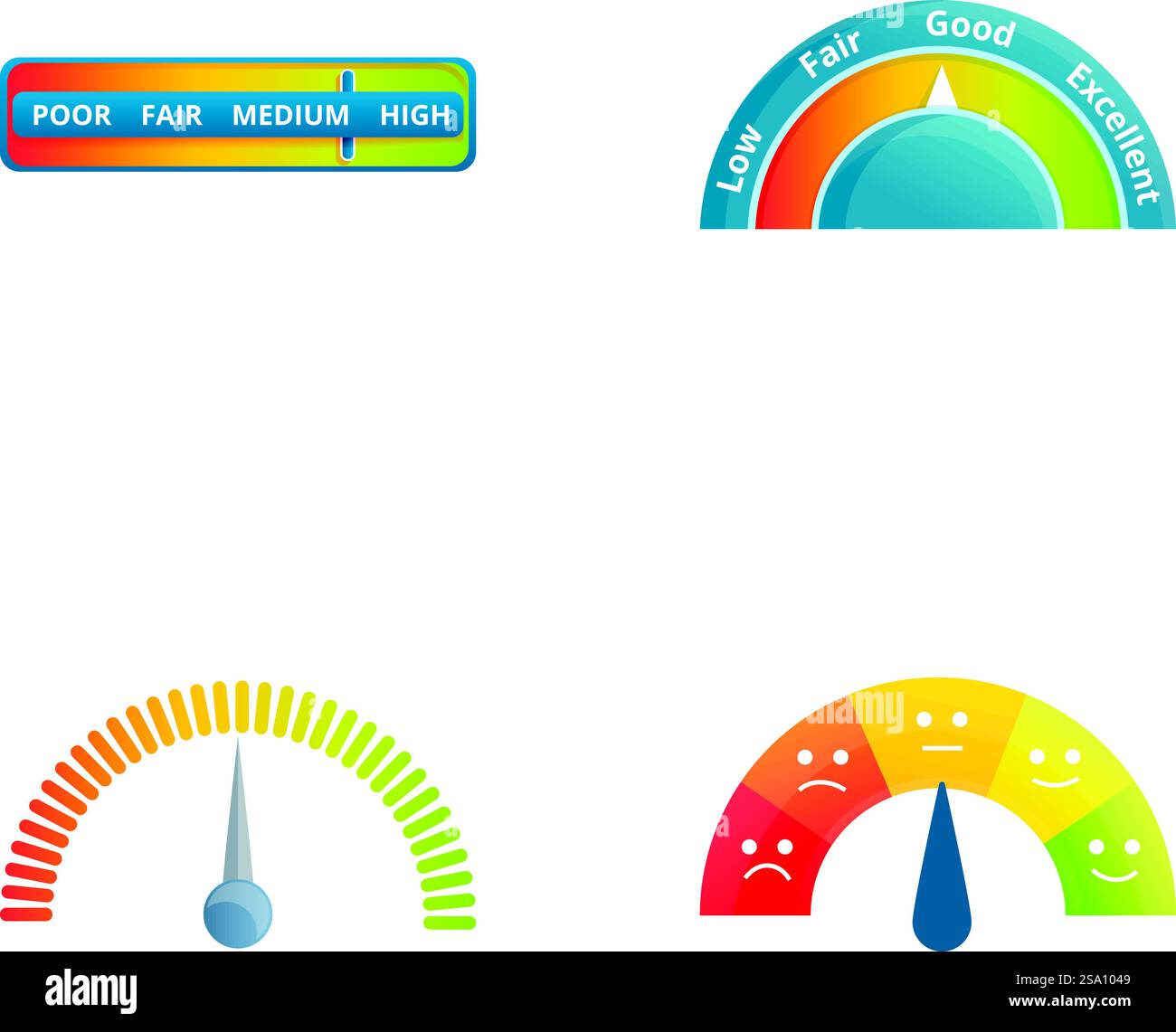 Speedometer icons set cartoon vector. Various measuring device ...