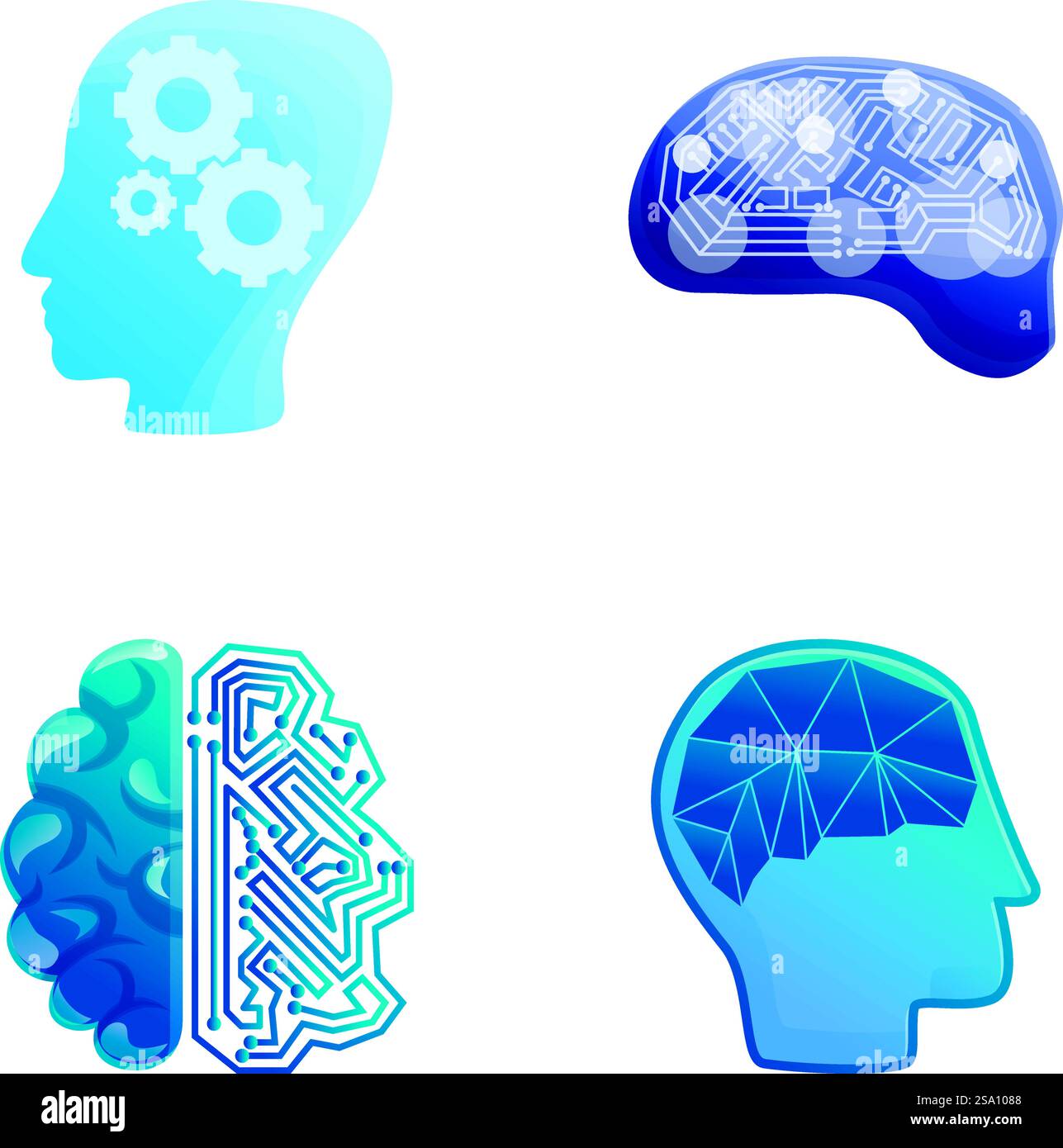 Creative thinking icons set cartoon vector. Gear inside human brain ... Creative thinking icons set cartoon vector. Gear inside human brain ...