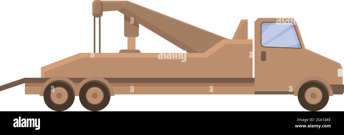 Long tow truck icon cartoon vector. Damage crane wrecker. Haul crash ...
