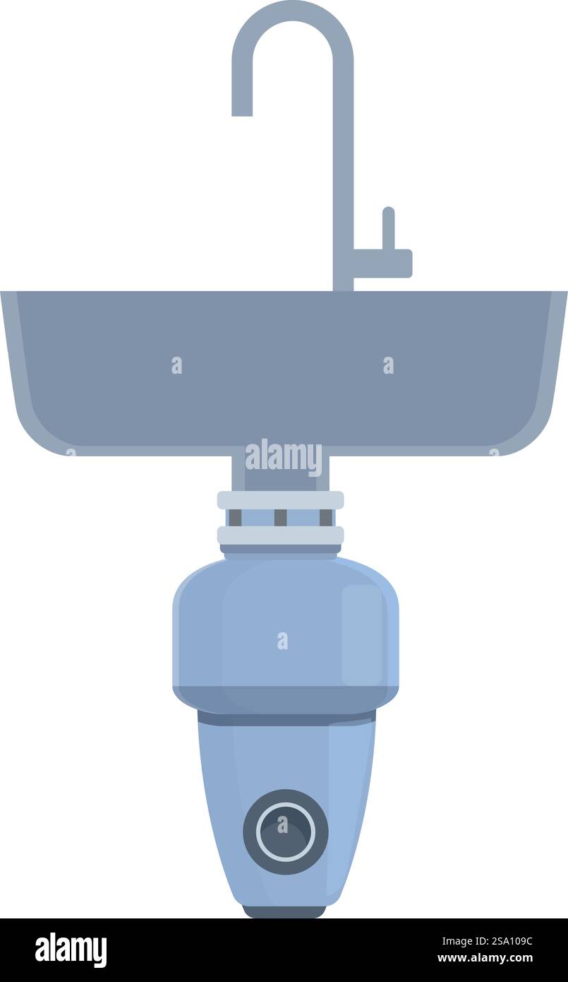 Kitchen waste disposer icon cartoon vector. Trash cleaning. Recycle bin ...