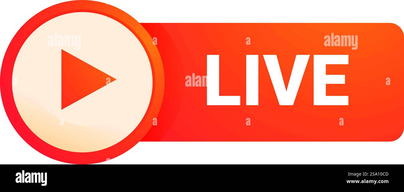 Live play button icon cartoon vector. Stream podcast. Tag event report ...