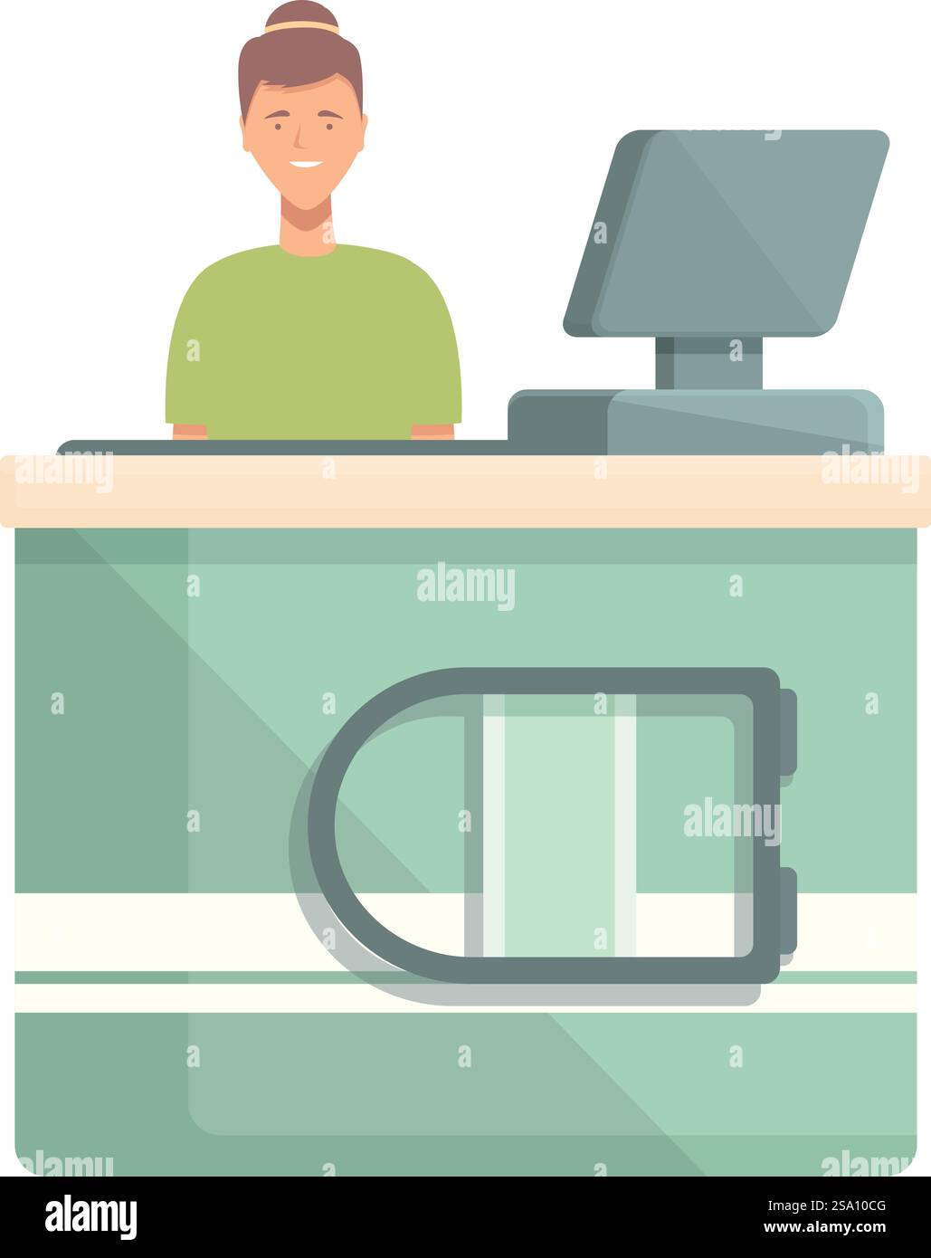 Cashier teenager first job icon cartoon vector. Supermarket person ...